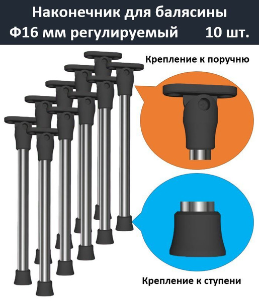 Наконечник, крепление для установки металлической круглой балясины Ф16 ...