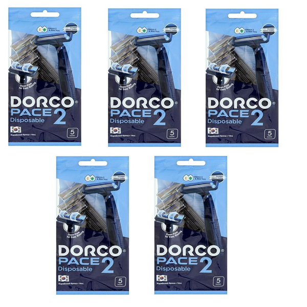 Бритвенные станки одноразовые Dorco Pace 2 Disposable 2 лезвия, 5 шт ...