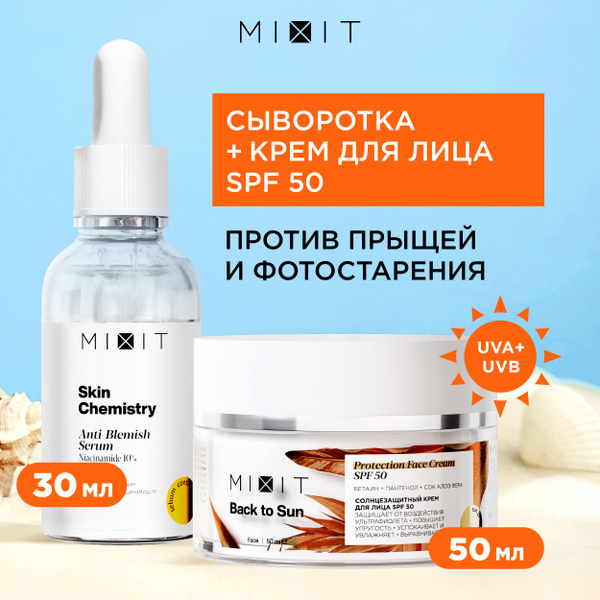 MIXIT Сыворотка для лица отбеливающая себорегулирующая от прыщей, акне, постакне с ниацинамидом ...