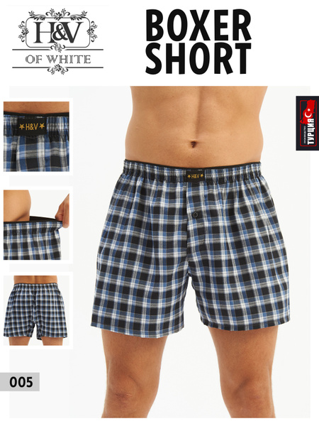 Трусы Мужской Dagi боксеры синий, черный, размер 56, 58 Средняя Турция Домашний Клетка купить c ...