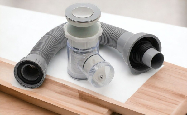 Сифон для раковины с донным клапаном клик-клак (нажимной) без перелива ...