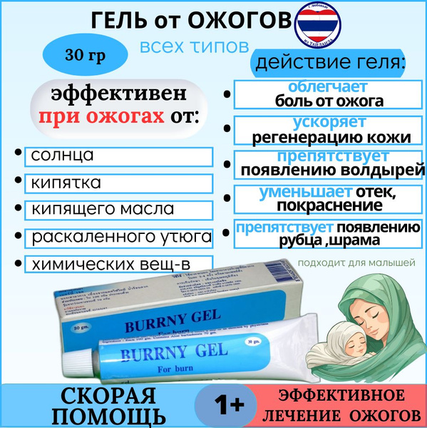 Гель после всех типов ожогов Burrny Gel, Тайланд 30 гр. - купить с ...