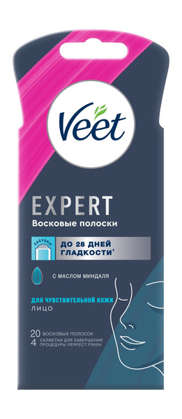 VEET Восковые полоски Expert для чувствительной кожи для лица, 20 шт ...