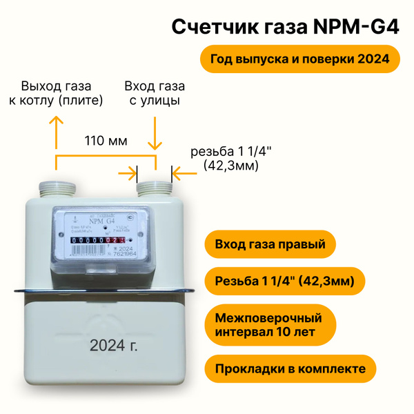 NPM-G4 (вход газа правый, резьба 1 1/4", ПРОКЛАДКИ В КОМПЛЕКТЕ) 2024 ...