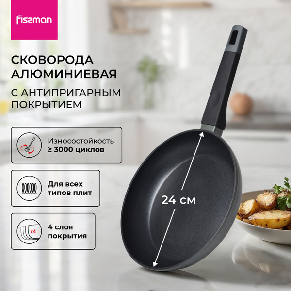 Сковорода Fissman 14462_16.2, 24 см - купить по выгодным ценам в интернет-магазине OZON (792693782)