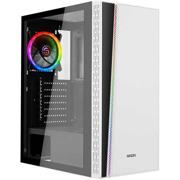 Корпус для ПК белый, RGB, ATX, mATX, Mini-ITX Ginzzu CL220, закалённое ...