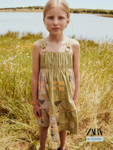 Платье детское ZARA STRAPPY DRESS WITH EMBROIDERY, 116, Девочки, Лето, размер 116, материал ...