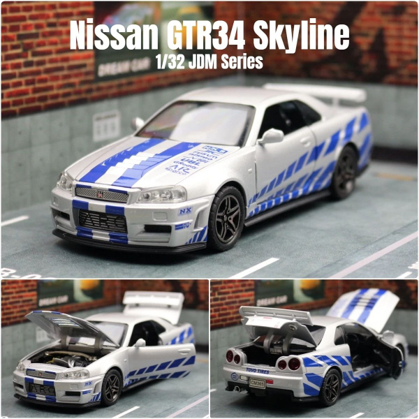 DIECAST CAR 1/32 Коллекционная металлическая машина Nissan GTR R34 jdm ...