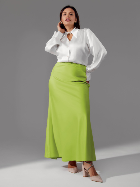 Юбка Женский amoTeMa лайм Шелк, размер 54 Макси Однотонный На любой сезон А-силуэт, рост 170 ...