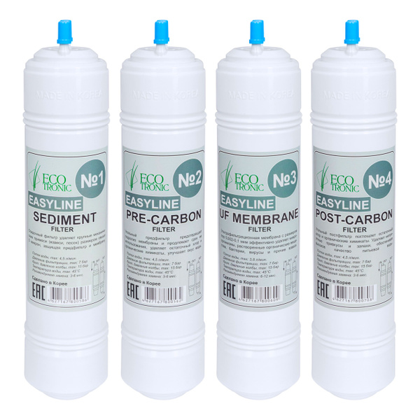 Комплект сменных фильтров для пурифайера с UF мембраной Ecotronic 12" U ...