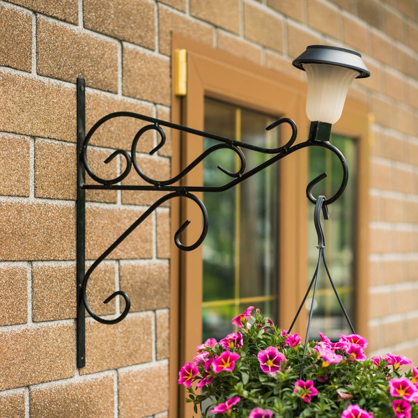 Кронштейн для кашпо настенный с фонарём уличный подвес для кашпо держатель для цветов 52-300 ...