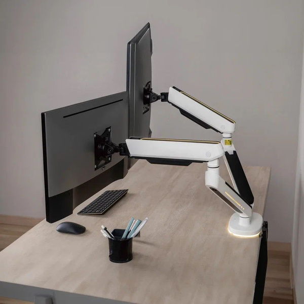 Кронштейн для двух мониторов KronTech 27"-35" дюймов настольный с RGB ...