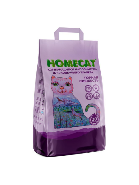 HOMECAT/Наполнитель для кошачьих туалетов Горная свежесть,комкующийся,10 кг/20 л - купить с ...