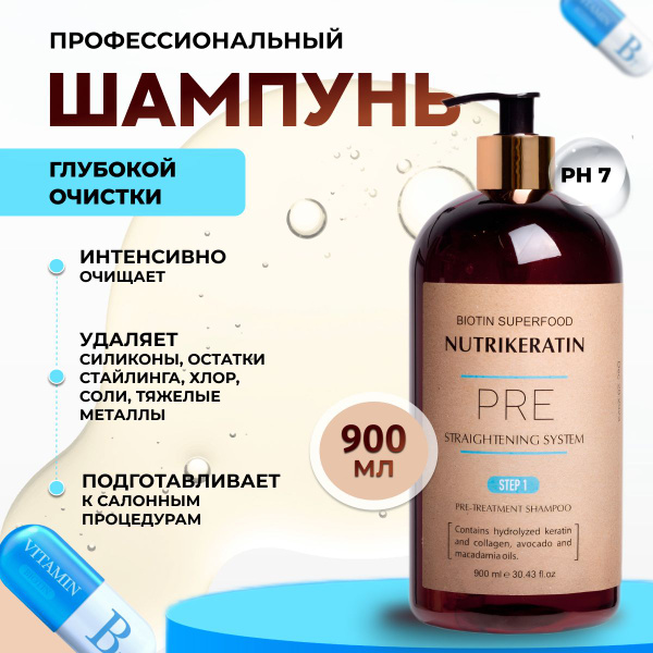 ШГО Шампунь глубокой очистки волос профессиональный Nutrikeratin PRE ...