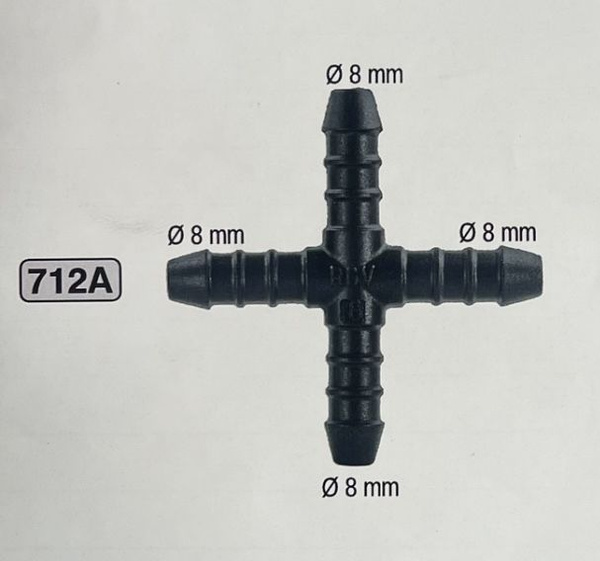 Соединитель трубок Крестообразный пластмассовый (Бензомаслостойкий ...
