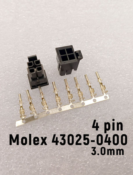 Разьем 4pin Molex 43025-0400 3.0мм с пинами купить на OZON по низкой цене (1607764713)
