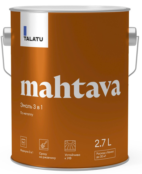 Грунт-эмаль TALATU талату Гладкая, Алкидная, Глянцевое покрытие, белый ...