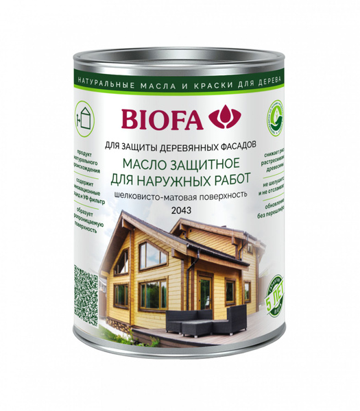 Масло защитное для наружных работ с антисептиком BIOFA 2043 Цвет 4310 Муссон 0,125л - купить с ...