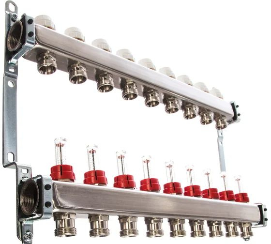 Коллектор из нержавеющей стали с расходомерами 9 вых. STOUT SMS 0917 ...