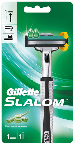 Мужская бритва Gillette Slalom, с 2 лезвиями, плавающая головка, 1 ...