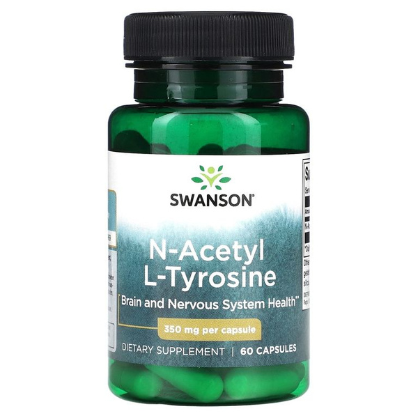 N-ацетил L-тирозин, 350 мг, 60 капсул, Swanson N-Acetyl L-Tyrosine ...