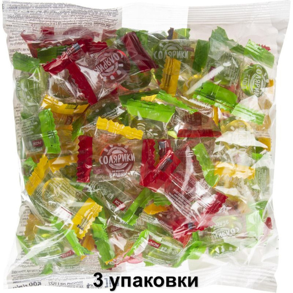 KDV Карамель Солярики яблоко, вишня, ананас, 500 г, 3 уп купить на OZON по низкой цене (1644957148)