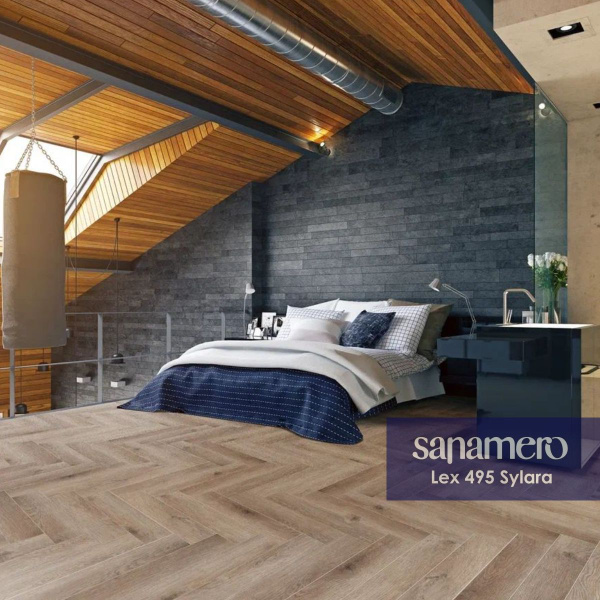 Кварцвинил SPC елочка Sanamero Lex Sylara (640х128) 16шт./уп, 1.31м2 ...