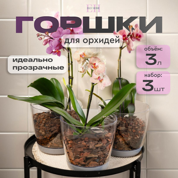 Кашпо для орхидей прозрачное пластиковое Elly Home, 3 л, 3 шт - купить ...