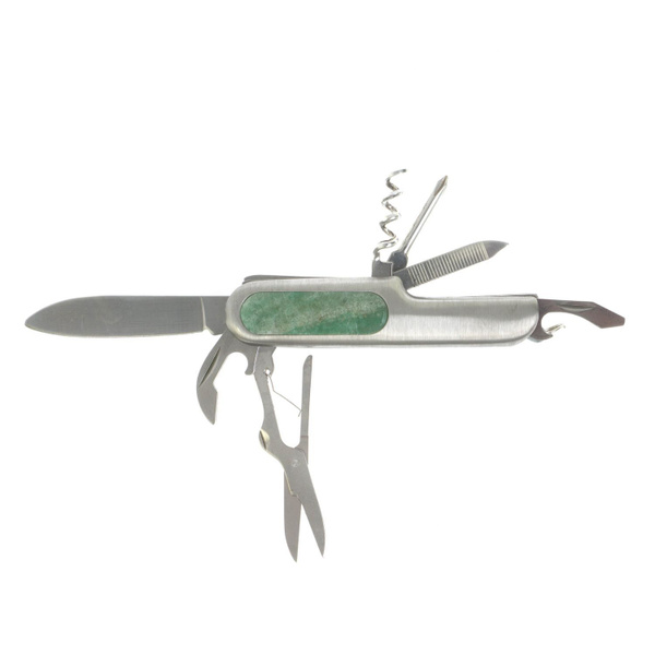 Нож мультитул складной 7 в 1 с камнем зеленый авантюрин - купить с ...