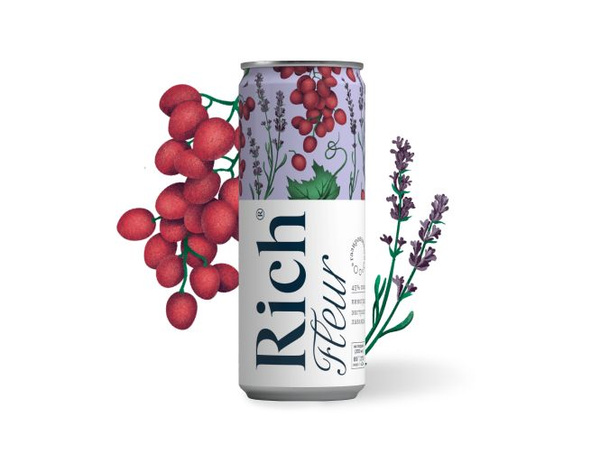 Напиток сокосодержащий Fleur из винограда с ароматом лаванды, Rich, 0. ...