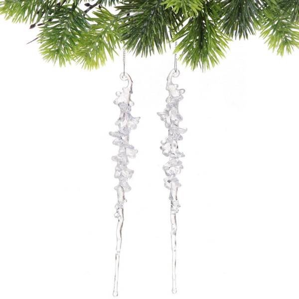 Елочные игрушки., Сосульки "Кристальная сосулька" 4 шт, 26 см, Белый ...