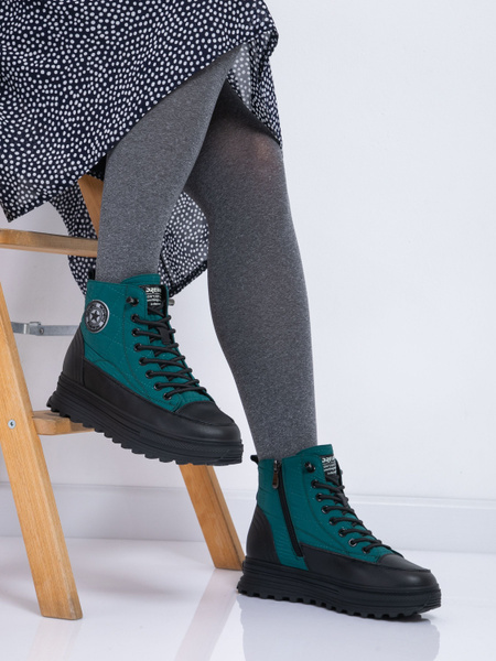 Ботинки Женский Ascalini зеленый, размер 43 Зима 8 Стандартный средний (до 9 см) Россия купить c ...