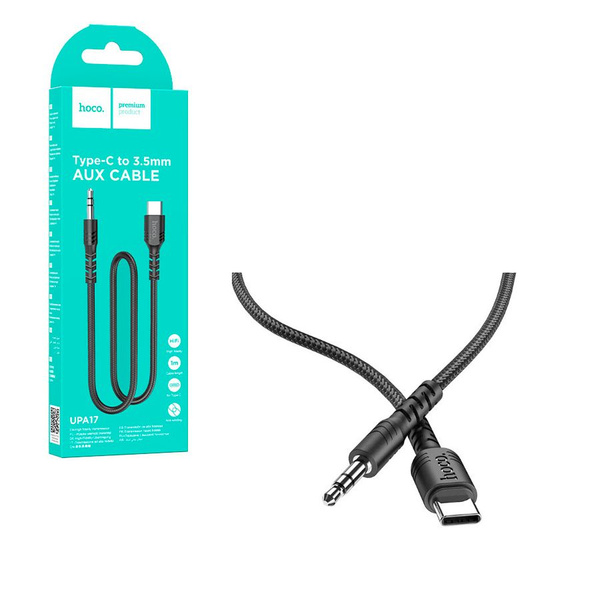 Кабель Кабель AUX "3,5 мм" Jack - Type-C Hoco UPA-17 (оплетка нейлон) Черный - купить по низкой ...