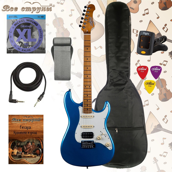 Электрогитара JET JS-400 LPB Stratocaster с тёплым чехлом, струнами D ...