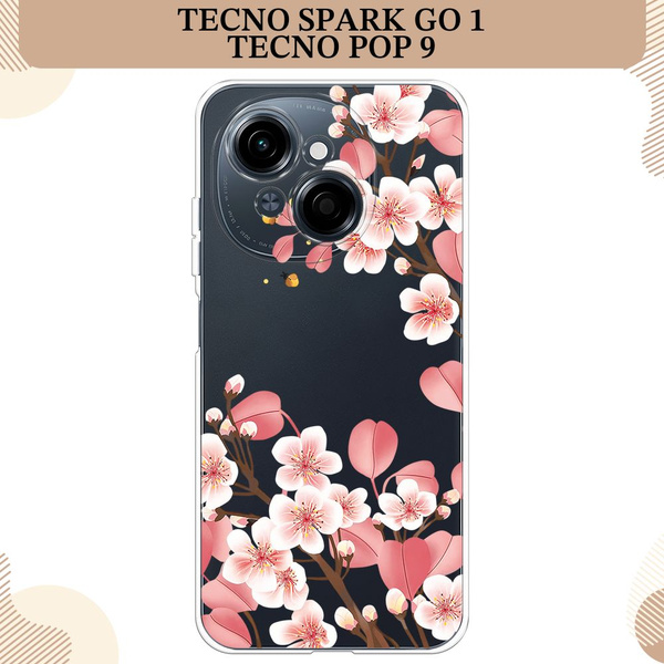 Силиконовый чехол на Tecno Spark Go 1 Tecno Pop 9 Техно Спарк Го 1 Техно ПОП 9 Большая сакура