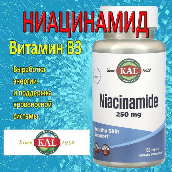 Витамины и минералы KAL Niacinamide 250 мг 100 таблеток купить на OZON ...