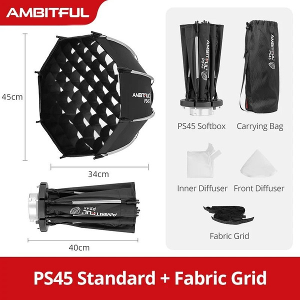 AMBITFUL PS45 SE + grid mini Быстроразъемный восьмиугольный софтбокс с ...