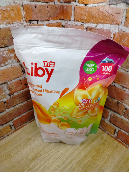 Liby Ultra Clean Laundry Pods Color-Protect Капсулы для стирки Цветных вещей 100 шт 800 гр ...