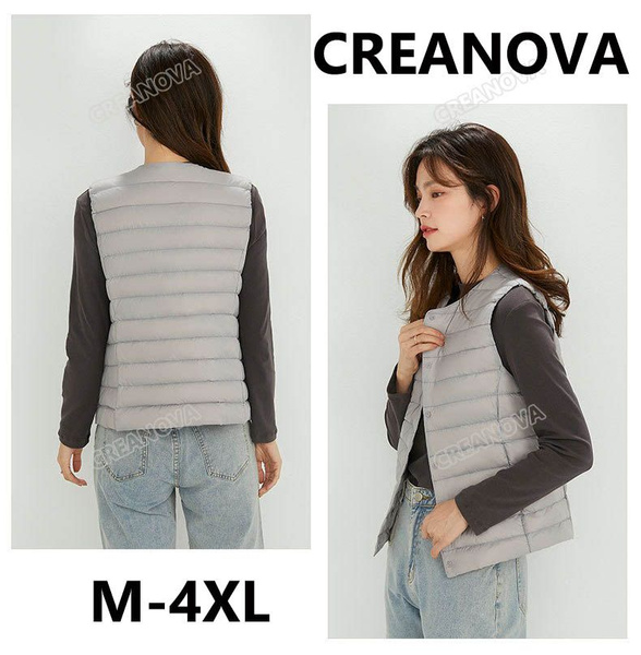 Жилет утепленный Женский CREANOVA Воротник серый, размер 54 Breathable Кнопки Китай купить c ...