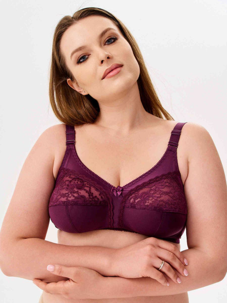 Бюстгальтер Женский Misstyle без косточек, размер 75F фиолетовый Микрофибра Повседневный ...