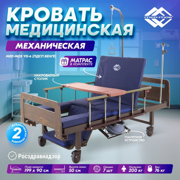 Характеристики Медицинская кровать для лежачих больных Мед-Мос YG-6 с ...