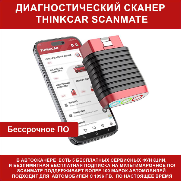 Сканер диагностический THINKCAR ScanMate, все марки, обновляется купить на OZON по низкой цене ...
