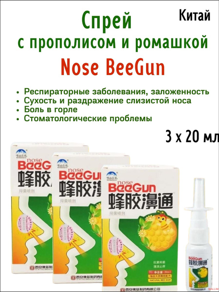 Спрей с прополисом Nose BeeGun, Китай, 3х20 мл купить на OZON по низкой ...