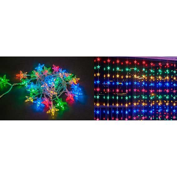 Гирлянда светодиодная Льдинка "Занавес. Звезда" мультиколор, 130 ламп ...