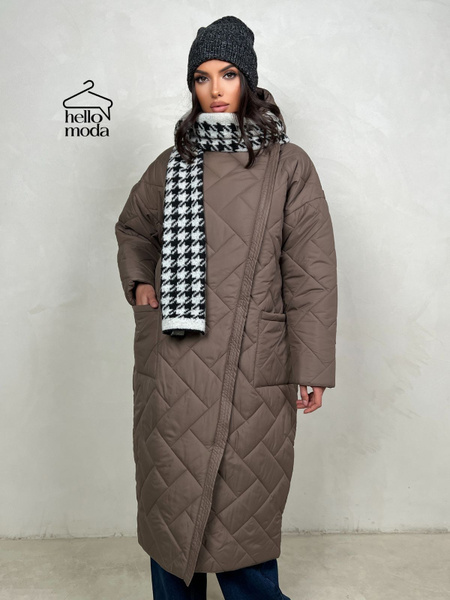 Пальто HELLO MODA!, Демисезон, размер 48, цвет коричневый, Полиэстер - купить по выгодной цене в ...