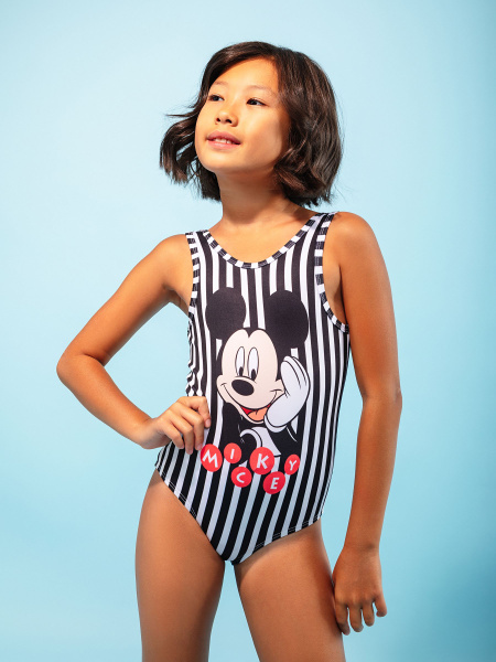 Купальник слитный Девочки KyKy wear черный, белый, размер 98 Россия Полиэфир, Эластан купить c ...