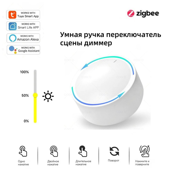 Tuya Zigbee Беспроводной кнопочный диммер переключатель Сцена домашней автоматизации scene на ...