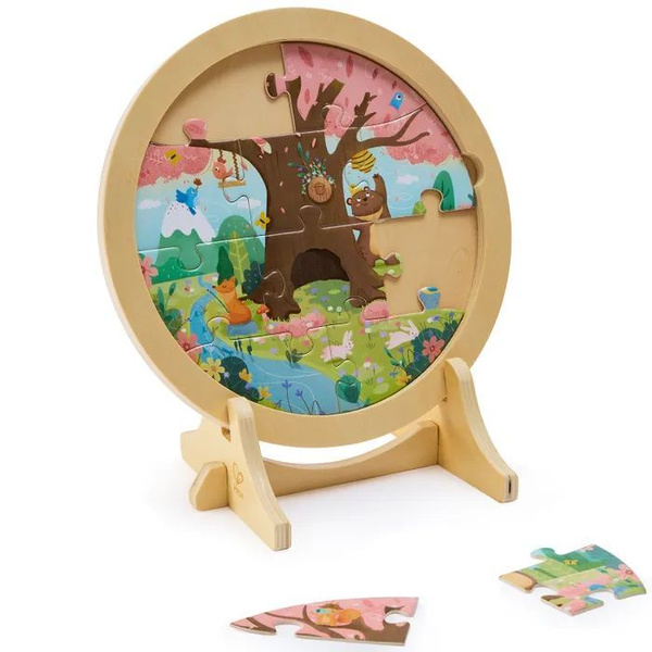 Hape Пазлы Времена Года Серия "Умняша" 4 картины с подставкой купить на OZON по низкой цене ...