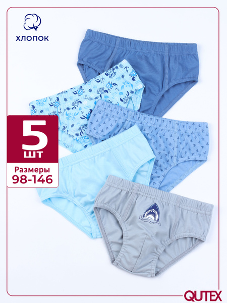 Трусы Мальчики QUTEX слипы Хлопок серый, голубой, размер 116, 122 Средняя Узбекистан ...
