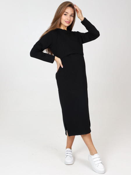 Платье Женский mamajane черный, черный графит платье-футболка, платье-толстовка Повседневный ...